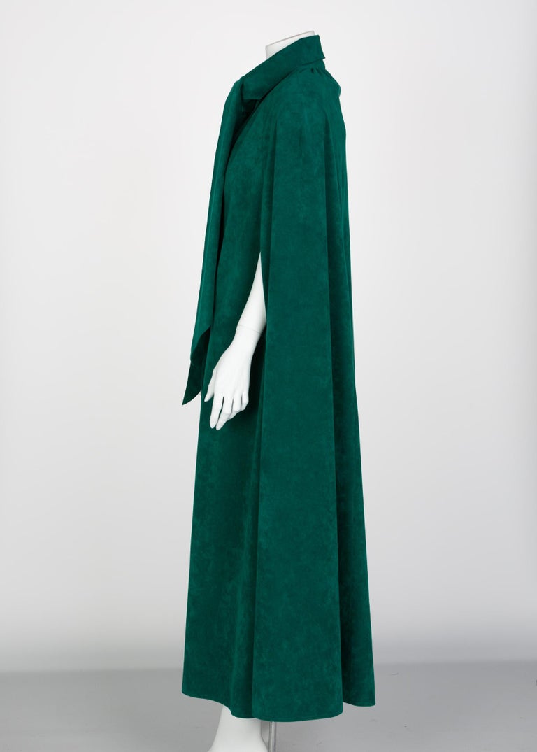 Vintage Emerald Green Ultrasuede Halston Style Cape, 1970s at 1stDibs
