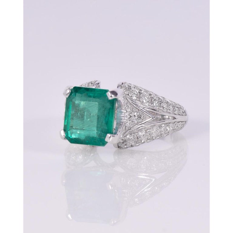 Customizable Vintage Emerald Statement Ring, Natural Emerald Engagement ...