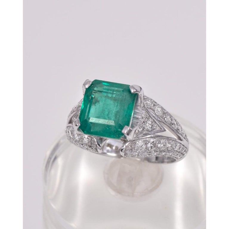 Customizable Vintage Emerald Statement Ring, Natural Emerald Engagement ...