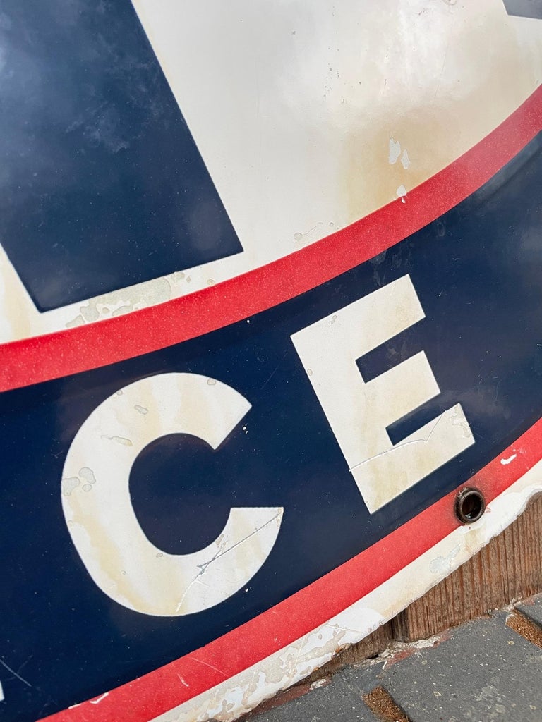 Vintage Emergency Service Porcelain Sign Oval Oil Gas Station Garage ...