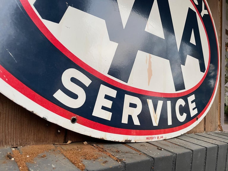 Vintage Emergency Service Porcelain Sign Oval Oil Gas Station Garage ...