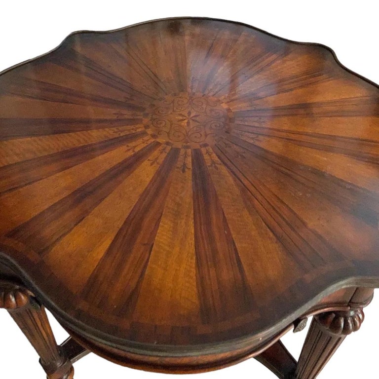 Vintage Empire Style Round Center Table with 2 Drawers For Sale at 1stDibs