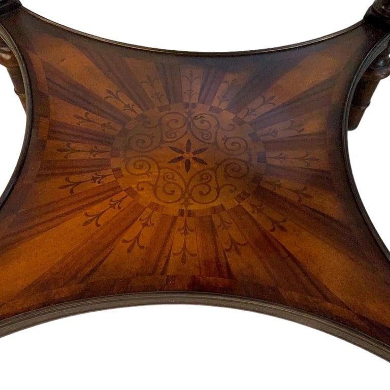 Vintage Empire Style Round Center Table with 2 Drawers For Sale at 1stDibs