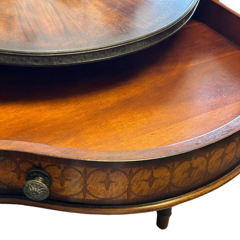 Vintage Empire Style Round Center Table with 2 Drawers For Sale at 1stDibs