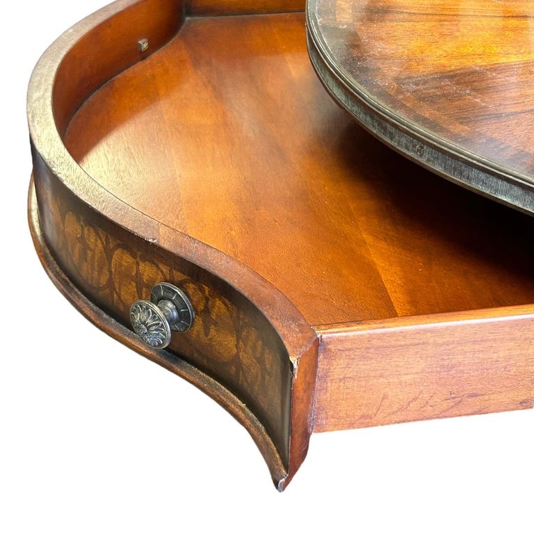 Vintage Empire Style Round Center Table with 2 Drawers For Sale at 1stDibs