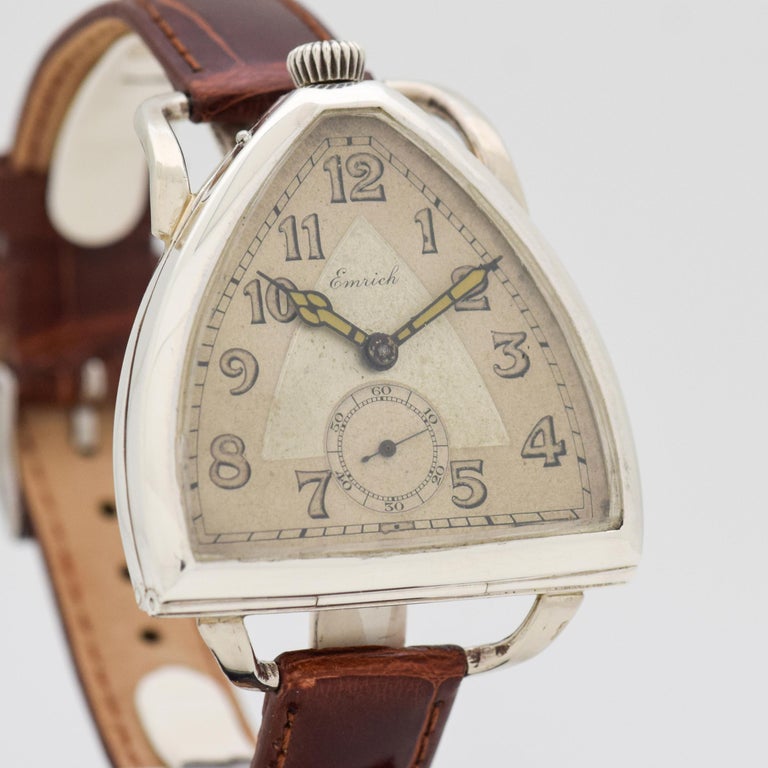 Vintage Emrich Triangular-Shaped Pocket Watch Conversion to Wristwatch ...