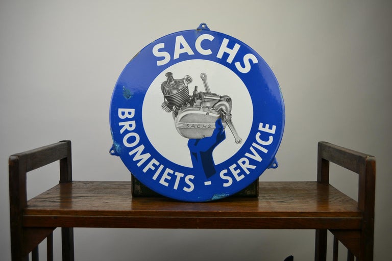 Vintage Enamel Advertising Sign SACHS Engine Block, 1950s at 1stDibs