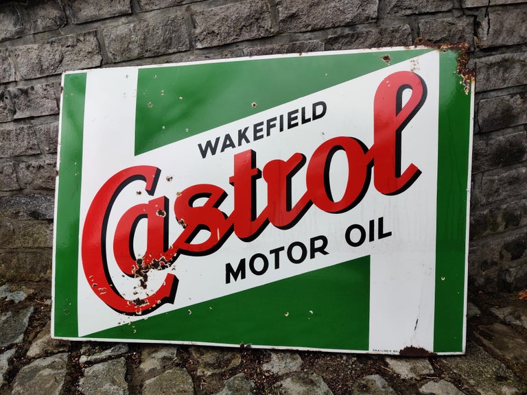 Vintage Enamel Castrol Sign, 1960s For Sale at 1stDibs
