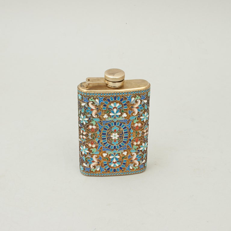 Vintage Enamel Cloisonné Hip Flask, Russian at 1stDibs | vintage hip ...