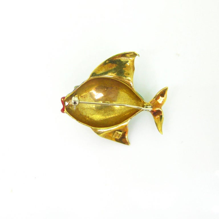 Vintage Enamel Colourful Fish, 18kt yellow gold, circa 1960 For Sale at ...