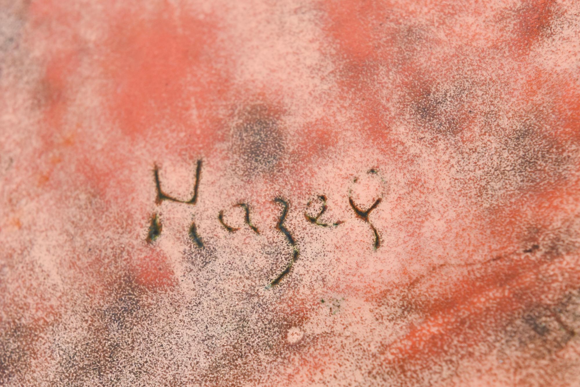 Vintage Enamel Over Copper Abstract Signed Bowl Burnt Orange, Blues ...