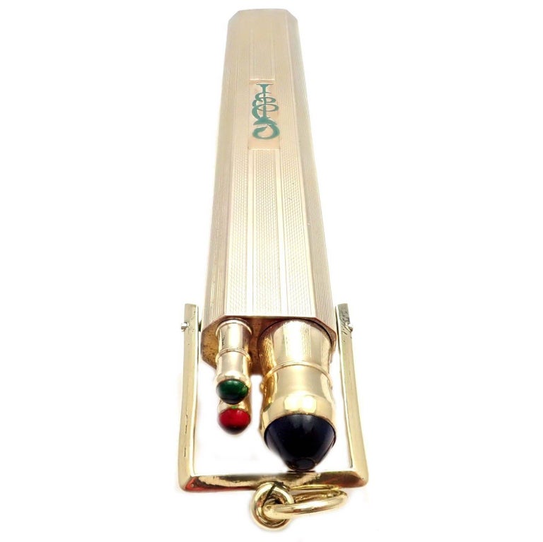 Vintage Enamel Solid Yellow Gold Doctors Partner Pen Pencil Thermometer ...