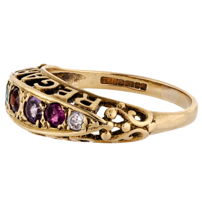 Vintage English 9K Gemstone Regard Ring For Sale at 1stDibs