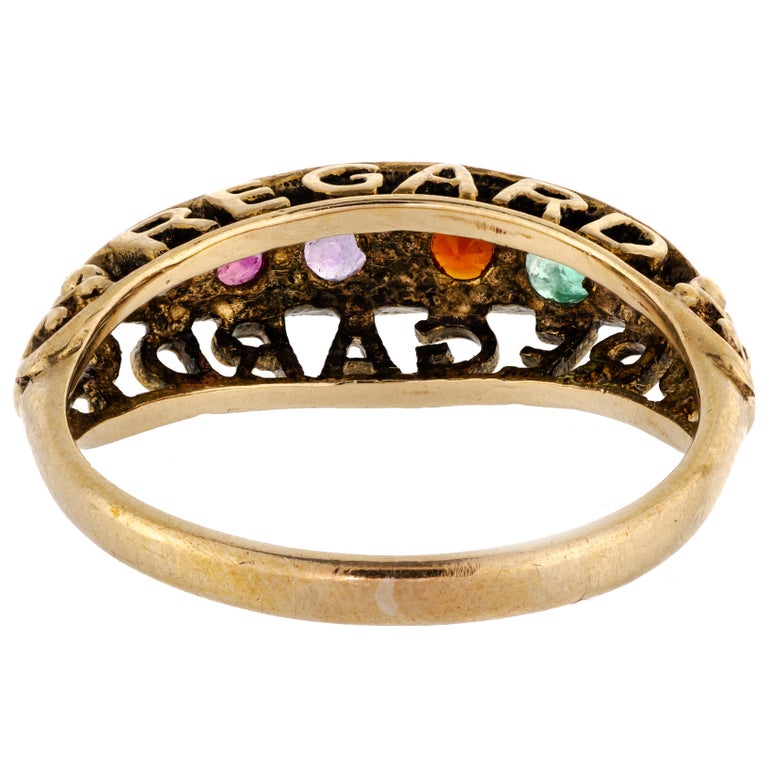 Vintage English 9K Gemstone Regard Ring For Sale at 1stDibs
