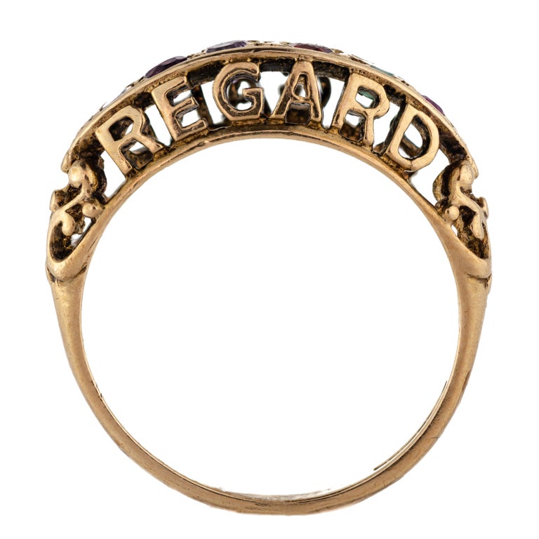 Vintage English 9K Gemstone Regard Ring For Sale at 1stDibs