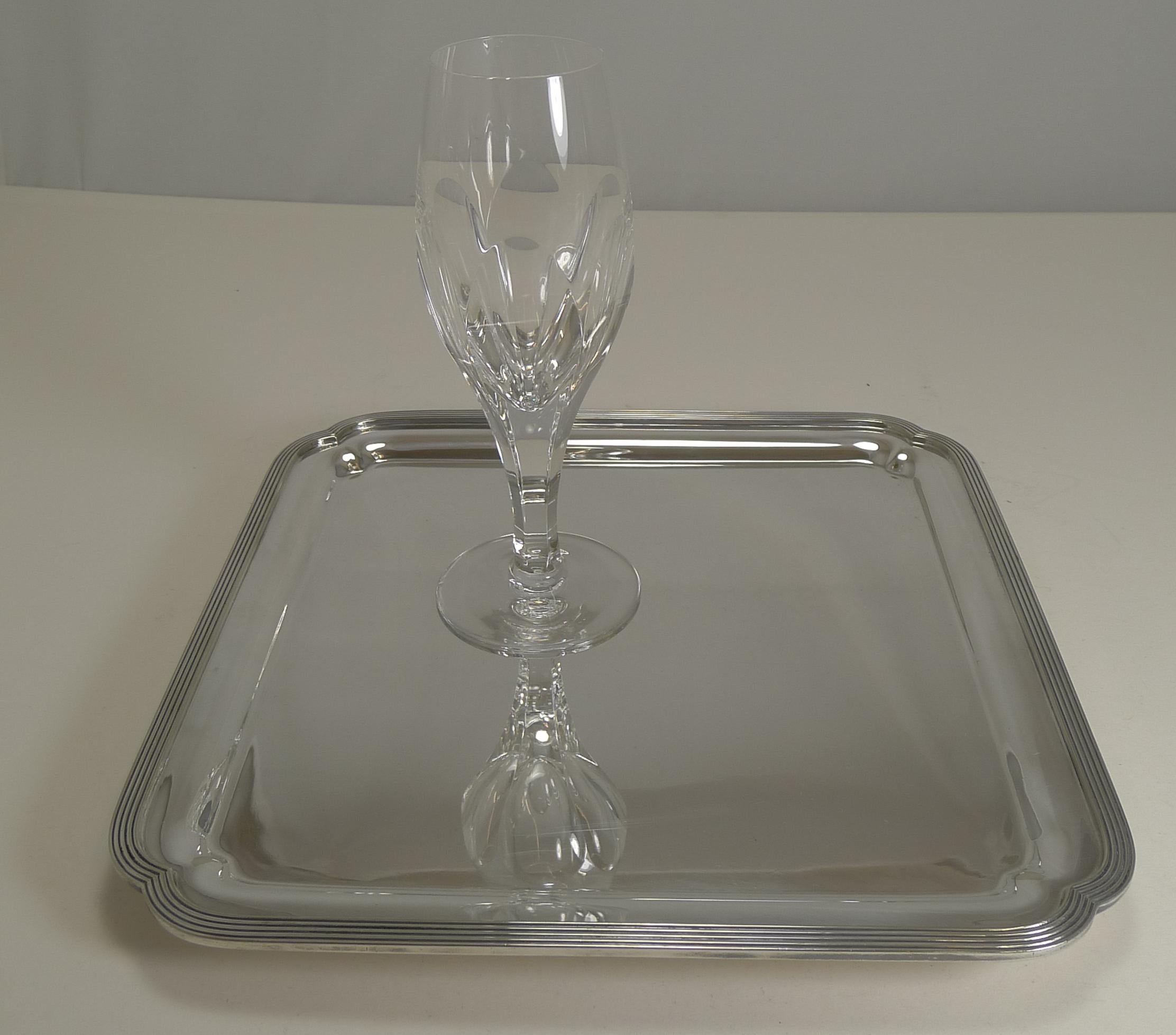 Vintage English Art Deco Silver Plated Square Salver / Tray by ...