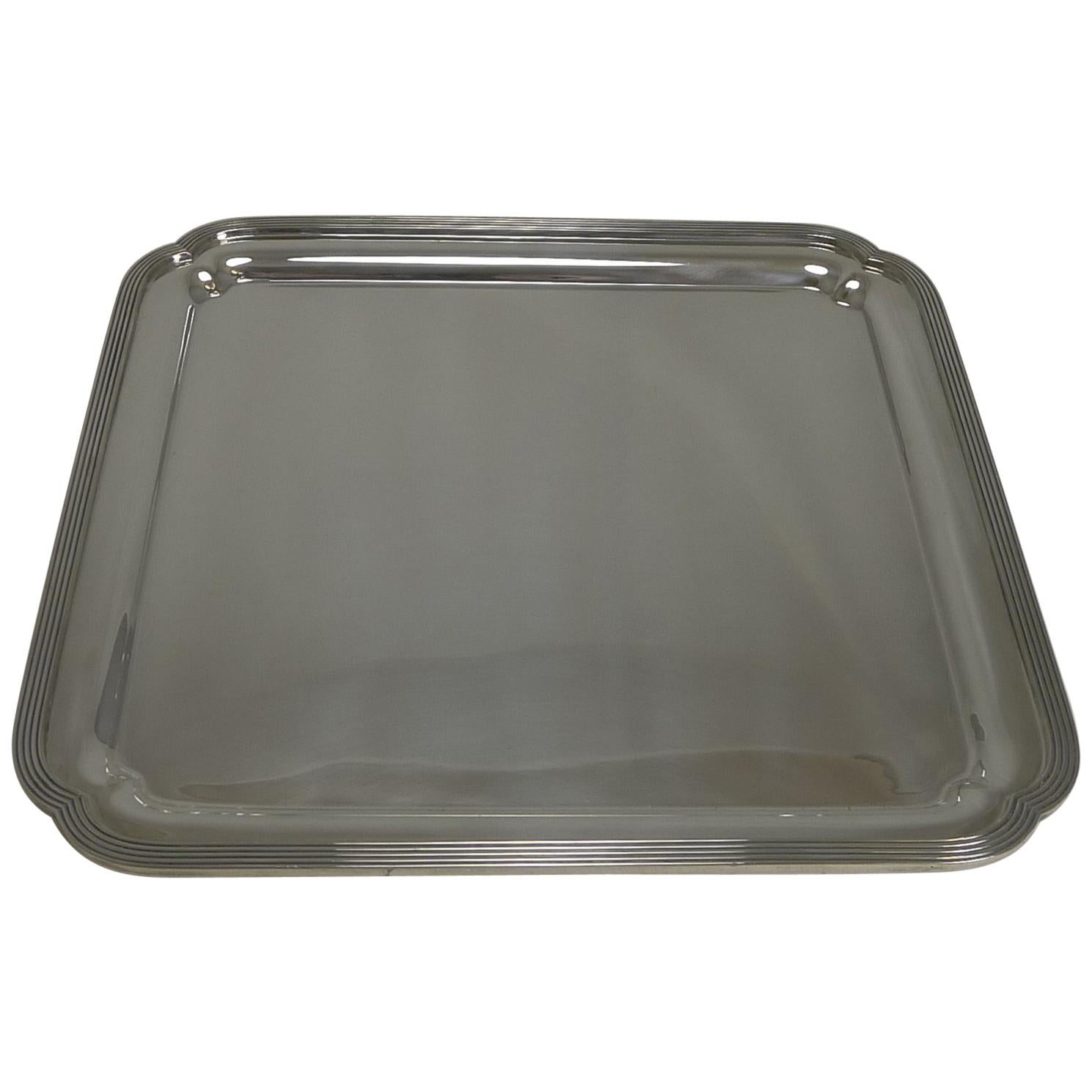Vintage English Art Deco Silver Plated Square Salver / Tray by ...