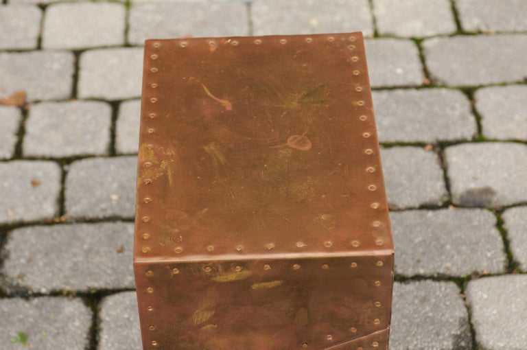 Vintage English Brass-Plated Box with Stud Trim from the Mid-20th ...