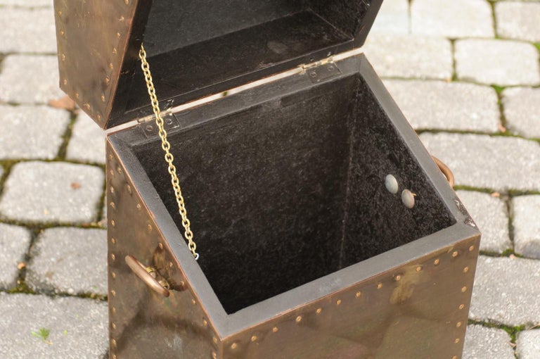 Vintage English Brass-Plated Box with Stud Trim from the Mid-20th ...