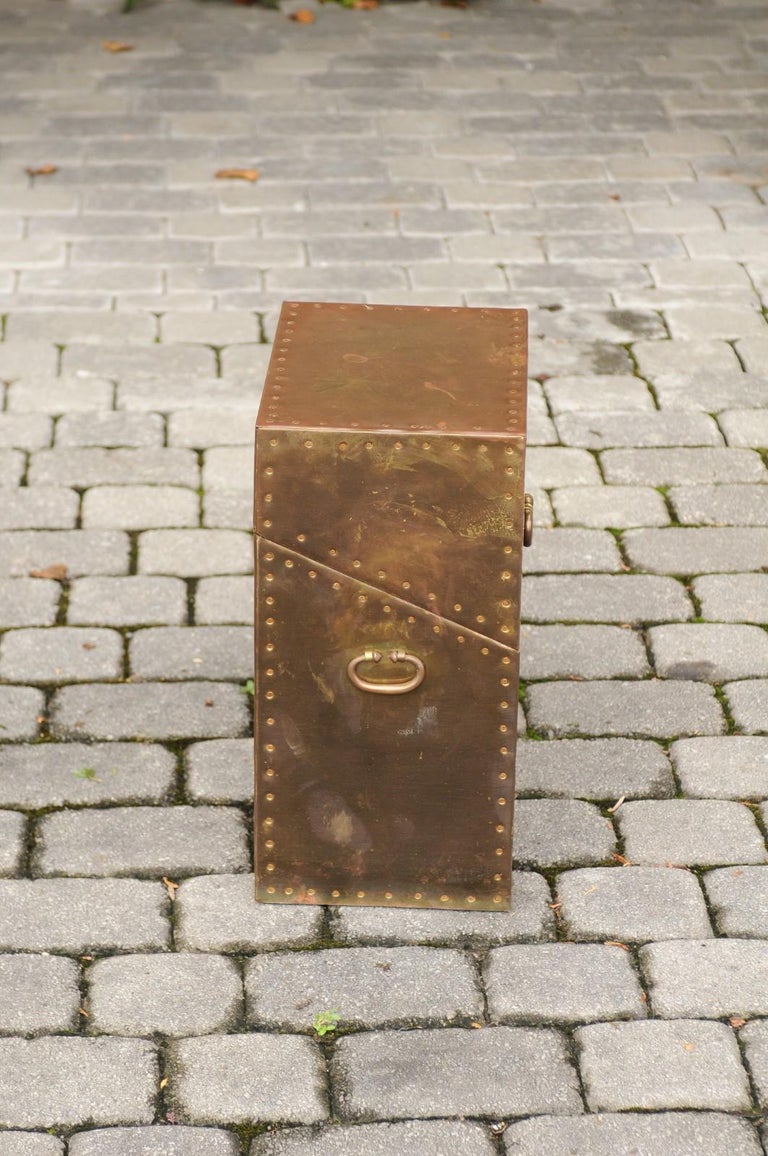 Vintage English Brass-Plated Box with Stud Trim from the Mid-20th ...