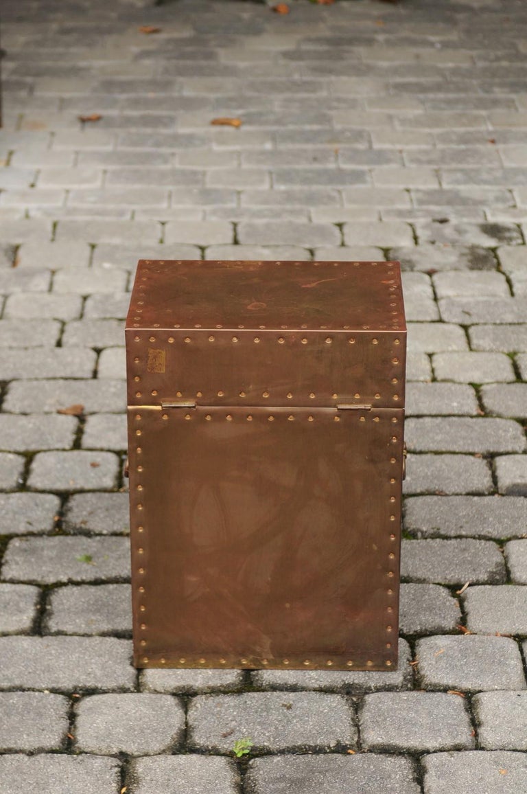 Vintage English Brass-Plated Box with Stud Trim from the Mid-20th ...