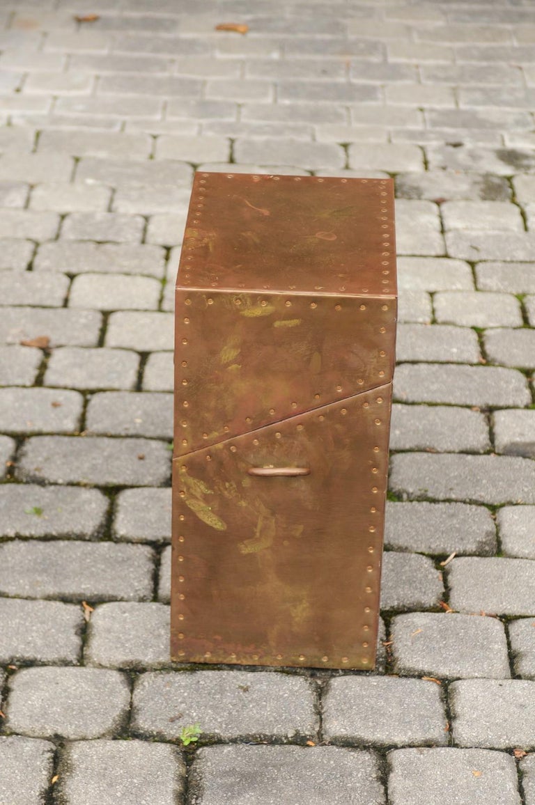 Vintage English Brass-Plated Box with Stud Trim from the Mid-20th ...