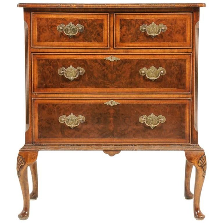 Vintage English Burl Walnut Chest at 1stDibs