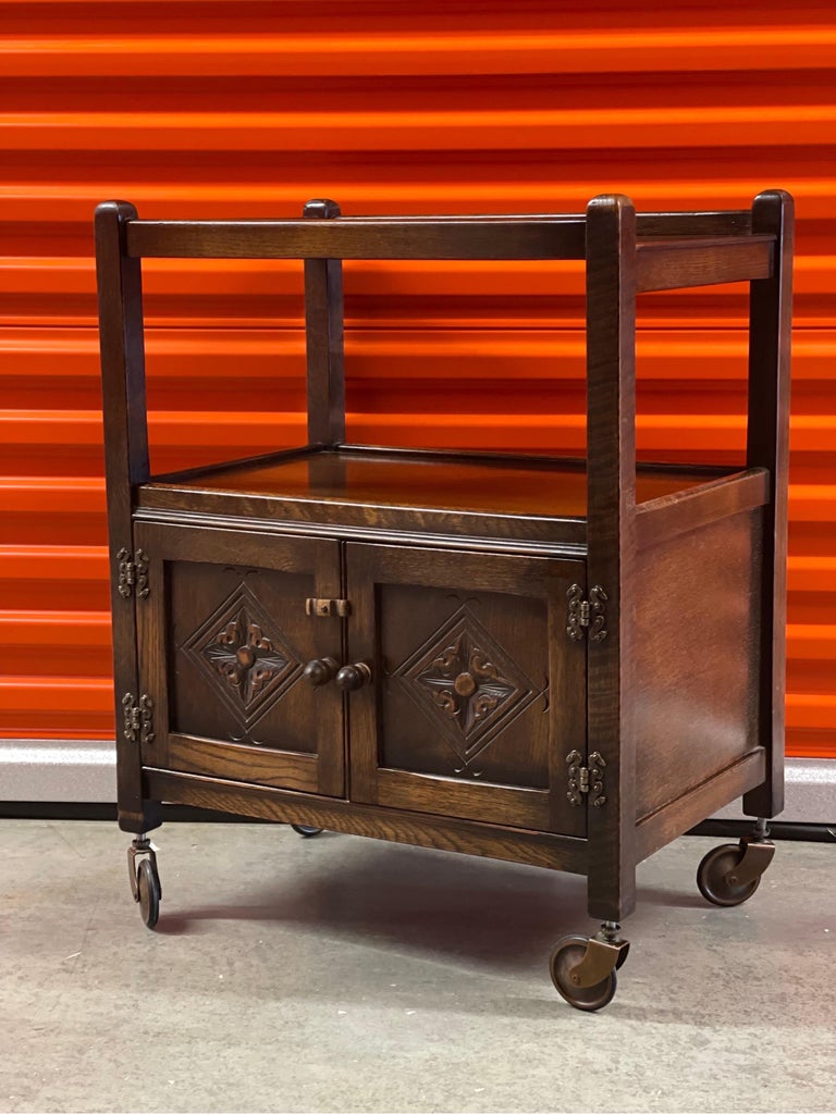 Vintage English Cart Table on Casters, Uk Import For Sale at 1stDibs