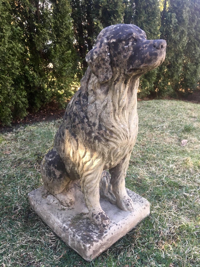 Lifesize English Cast Stone Golden Retriever Statue at 1stDibs