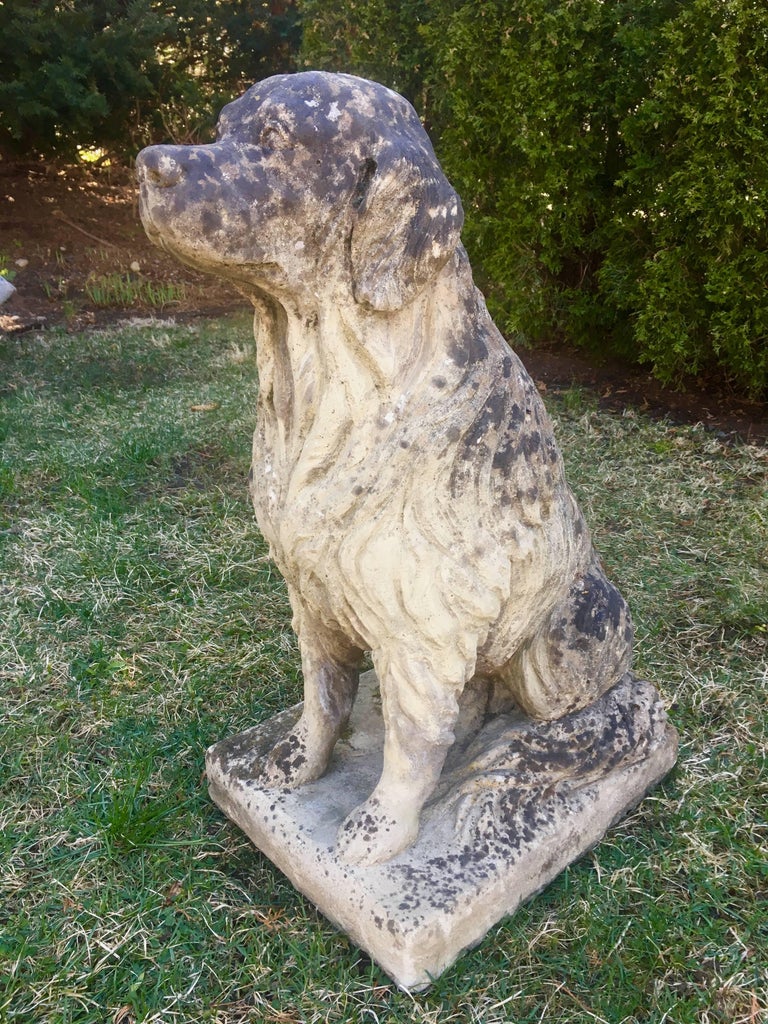 Lifesize English Cast Stone Golden Retriever Statue at 1stDibs