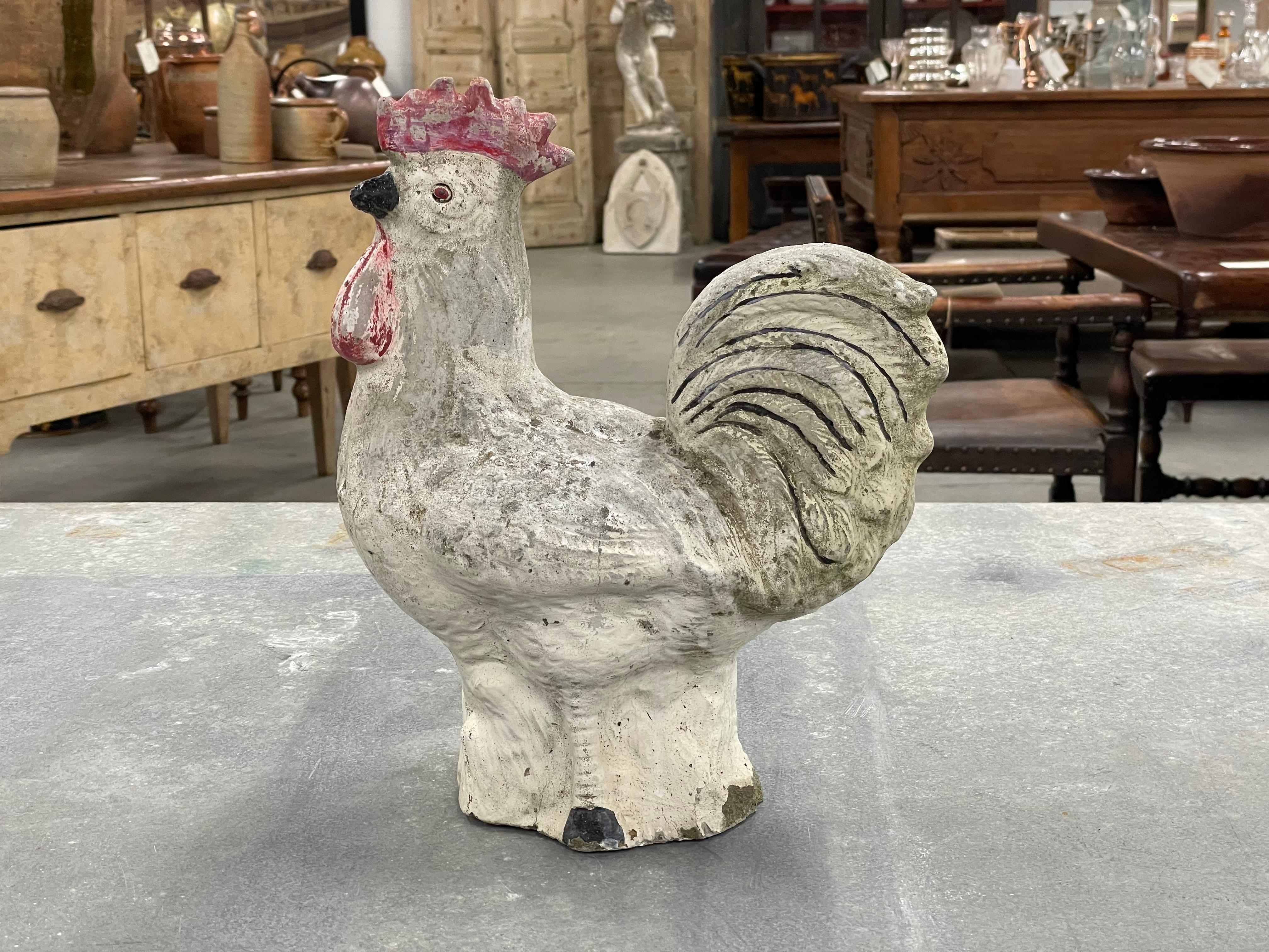 Vintage English Cast Stone Rooster For Sale at 1stDibs