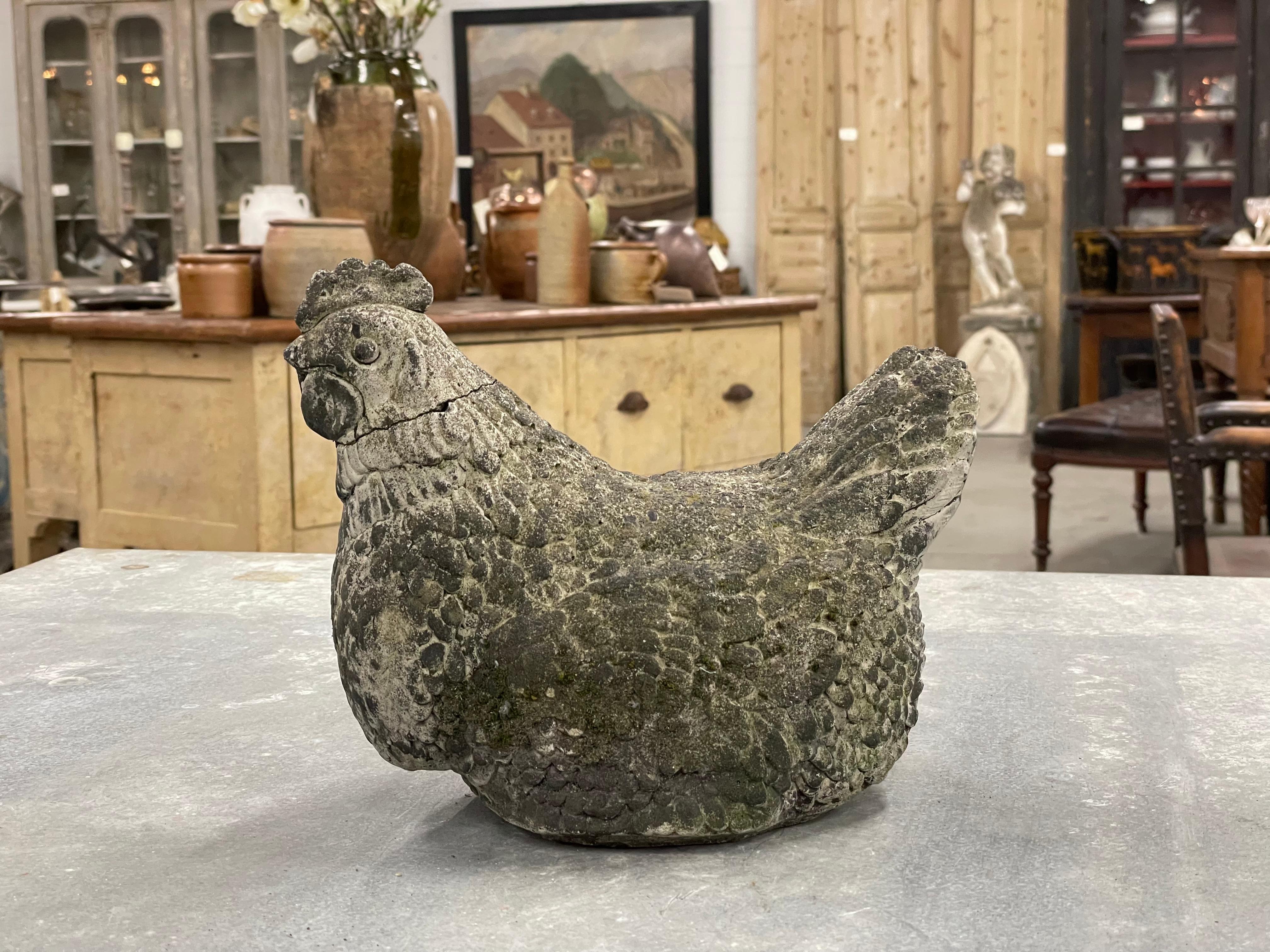 Vintage English Cast Stone Rooster For Sale at 1stDibs