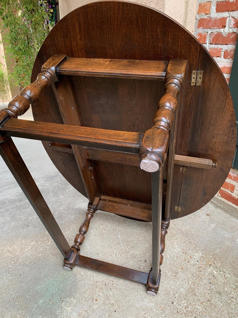 Vintage English Coffee Table Slender Drop Leaf Jacobean Wake Table