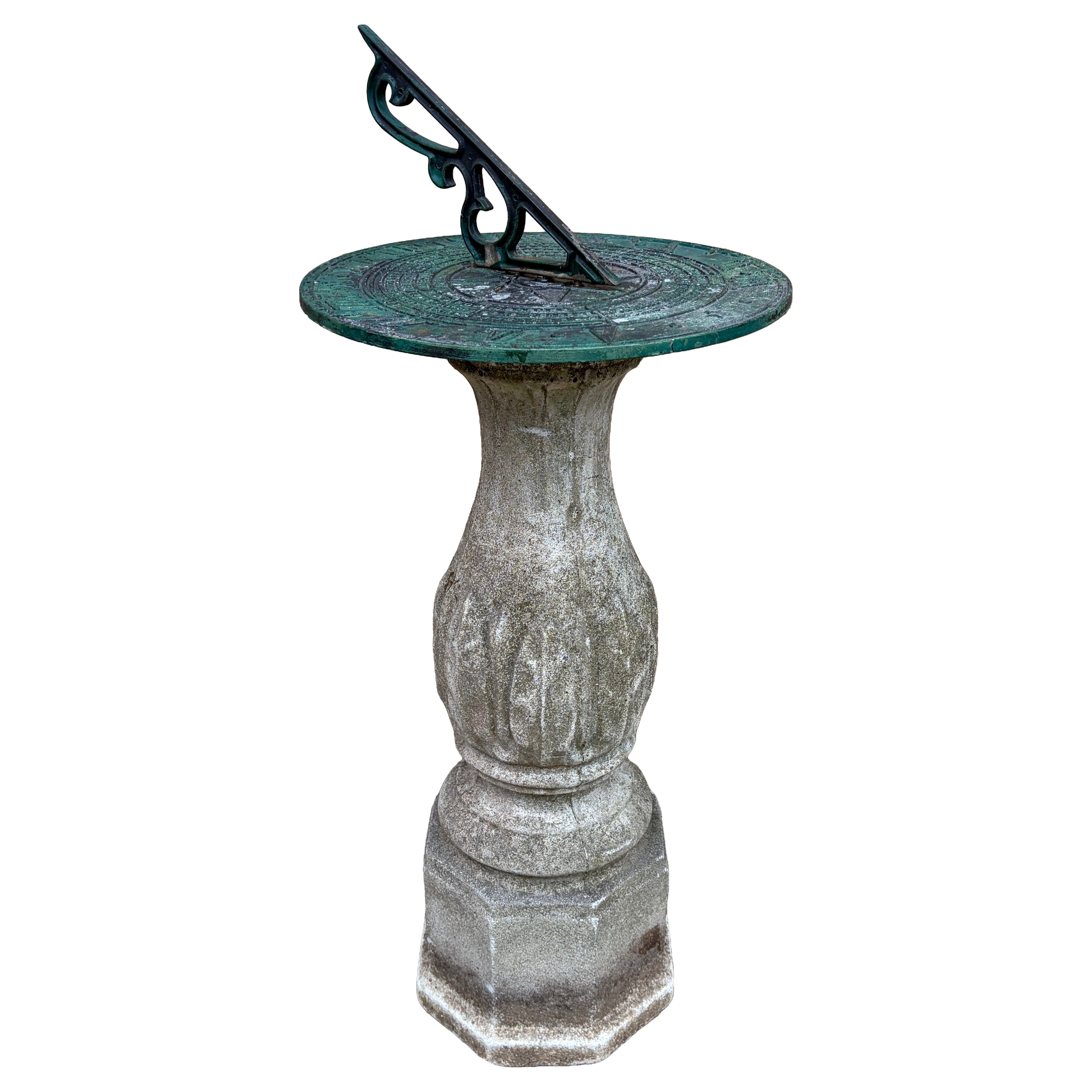 Vintage English Country Classical Verdigris Iron Garden Sundial on ...
