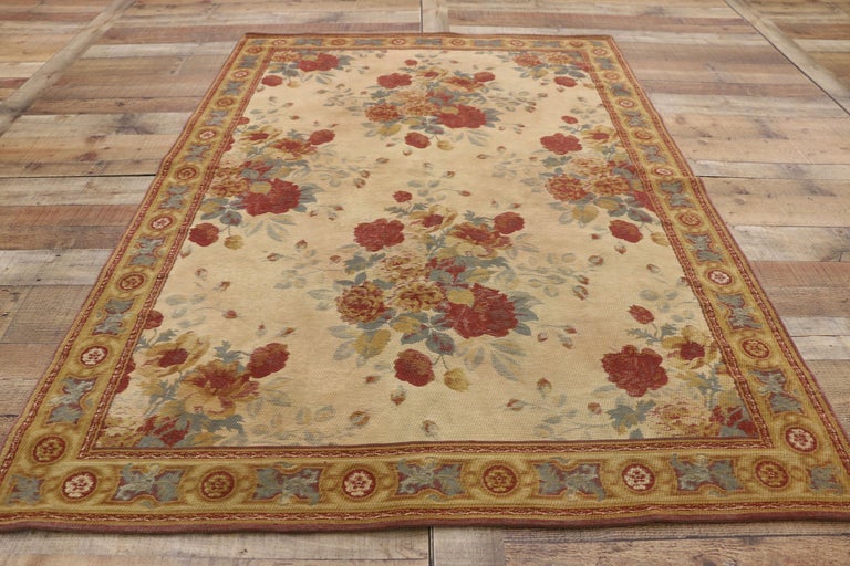 Vintage English Country Style Tapestry with Peony and Rose Bouquets ...