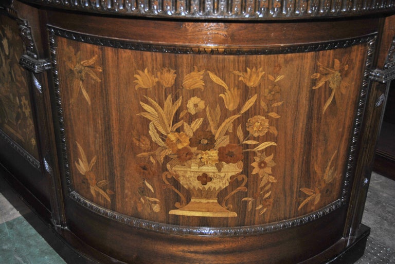 Vintage English Inlaid Mahogany Front and Back Bar For Sale at 1stDibs