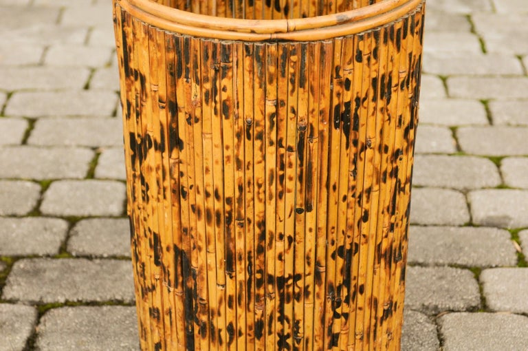 Vintage English Midcentury Bamboo Circular Umbrella Stand with Mottled ...