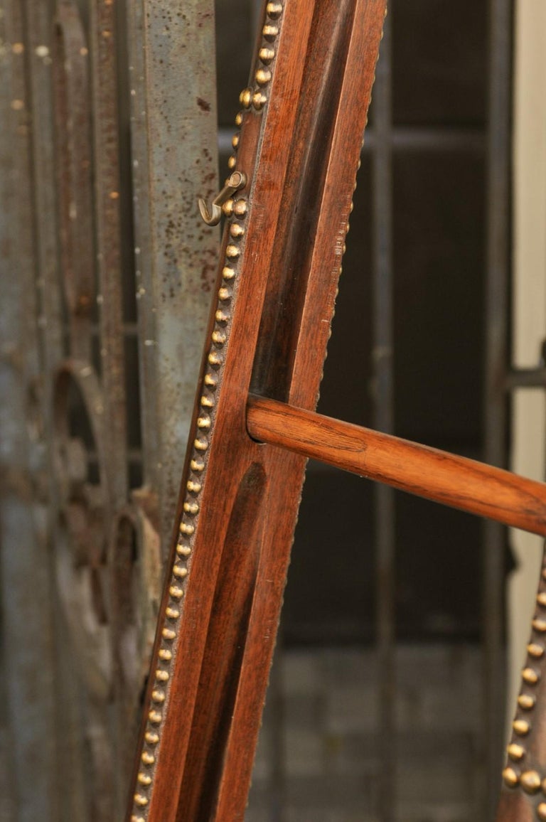 Vintage English Midcentury Period Leather Folding Ladder with Brass ...