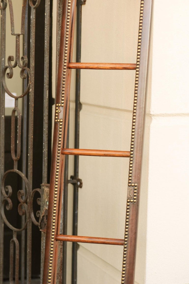 Vintage English Midcentury Period Leather Folding Ladder with Brass ...