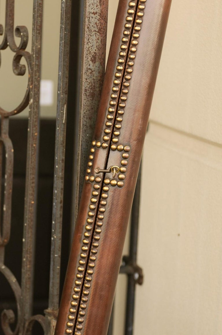 Vintage English Midcentury Period Leather Folding Ladder with Brass ...