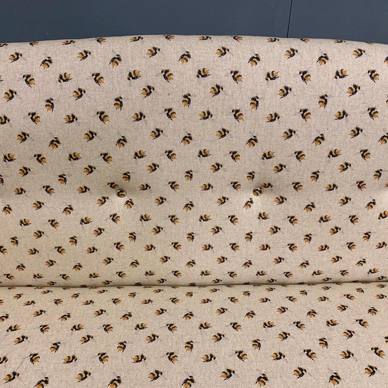 Vintage English Oak Framed 2-Seat Occasional Sofa with Bumble Bee ...