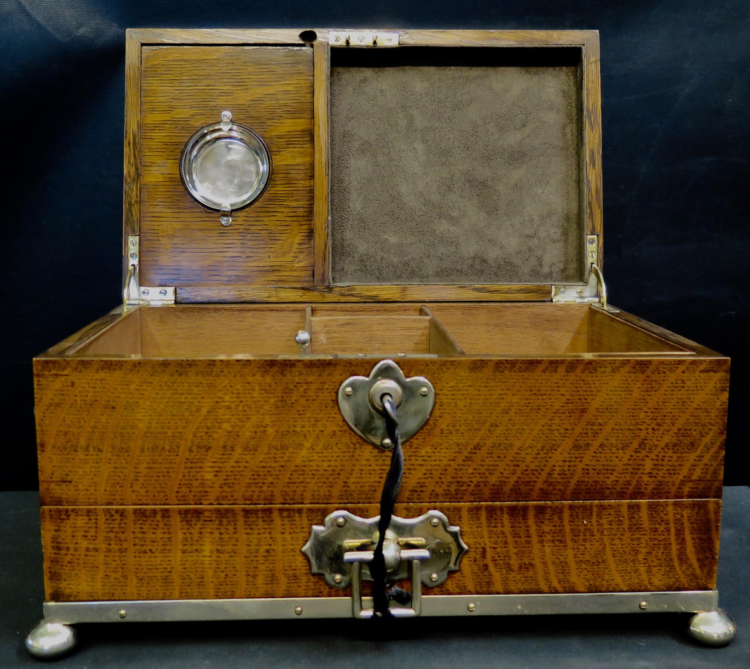 Vintage English Oak Presentation Box with Compartments at 1stDibs