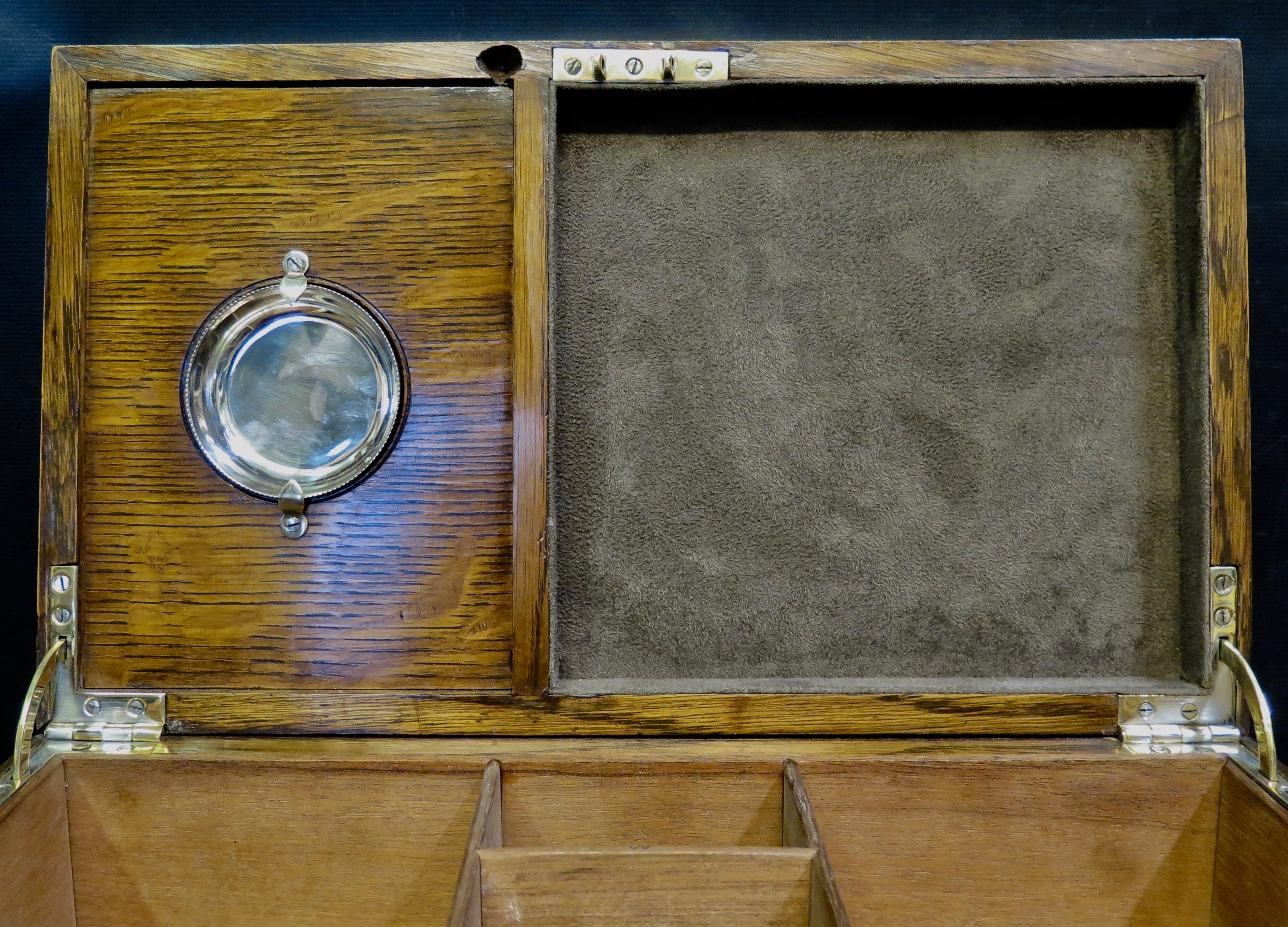 Vintage English Oak Presentation Box with Compartments at 1stDibs