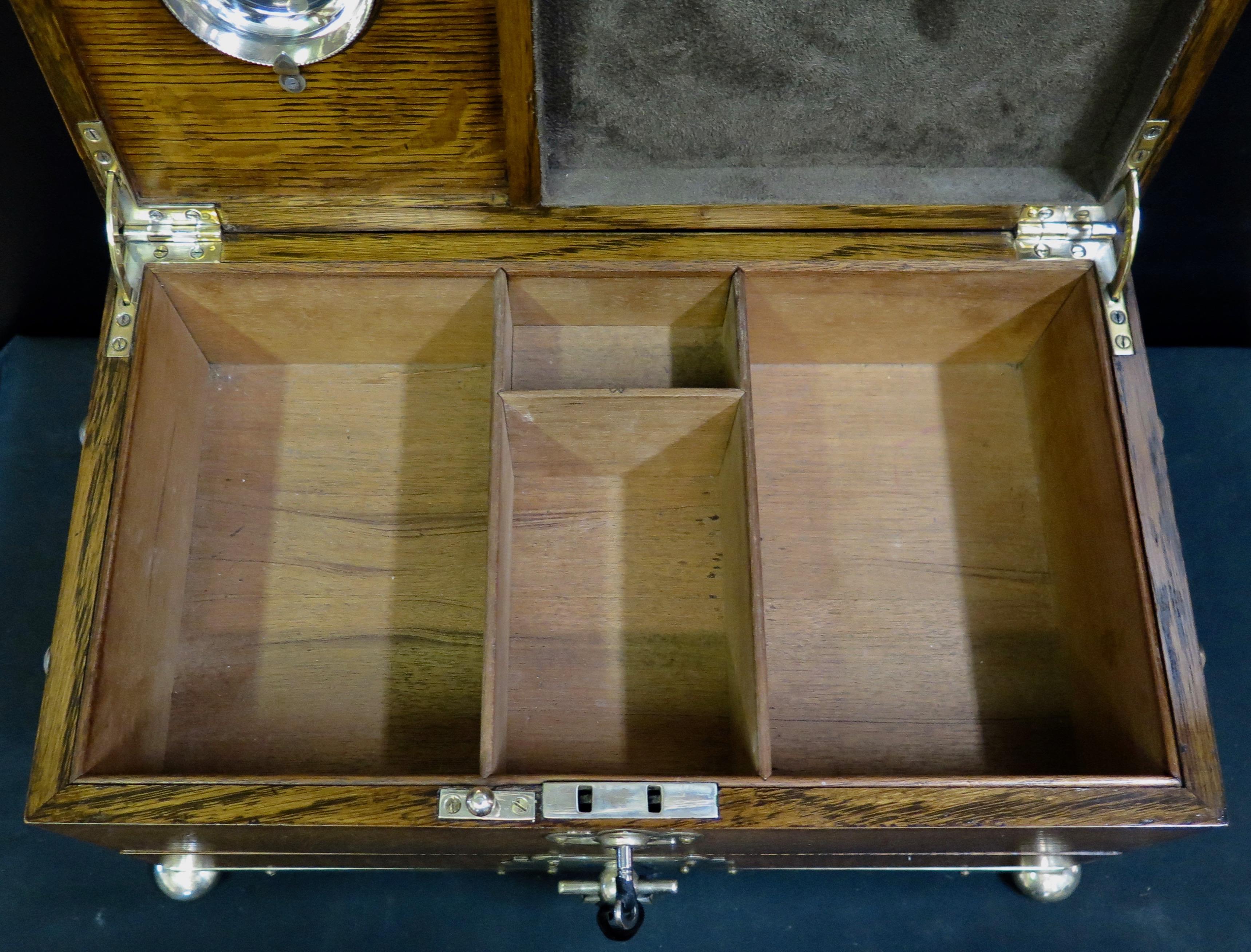 Vintage English Oak Presentation Box with Compartments at 1stDibs