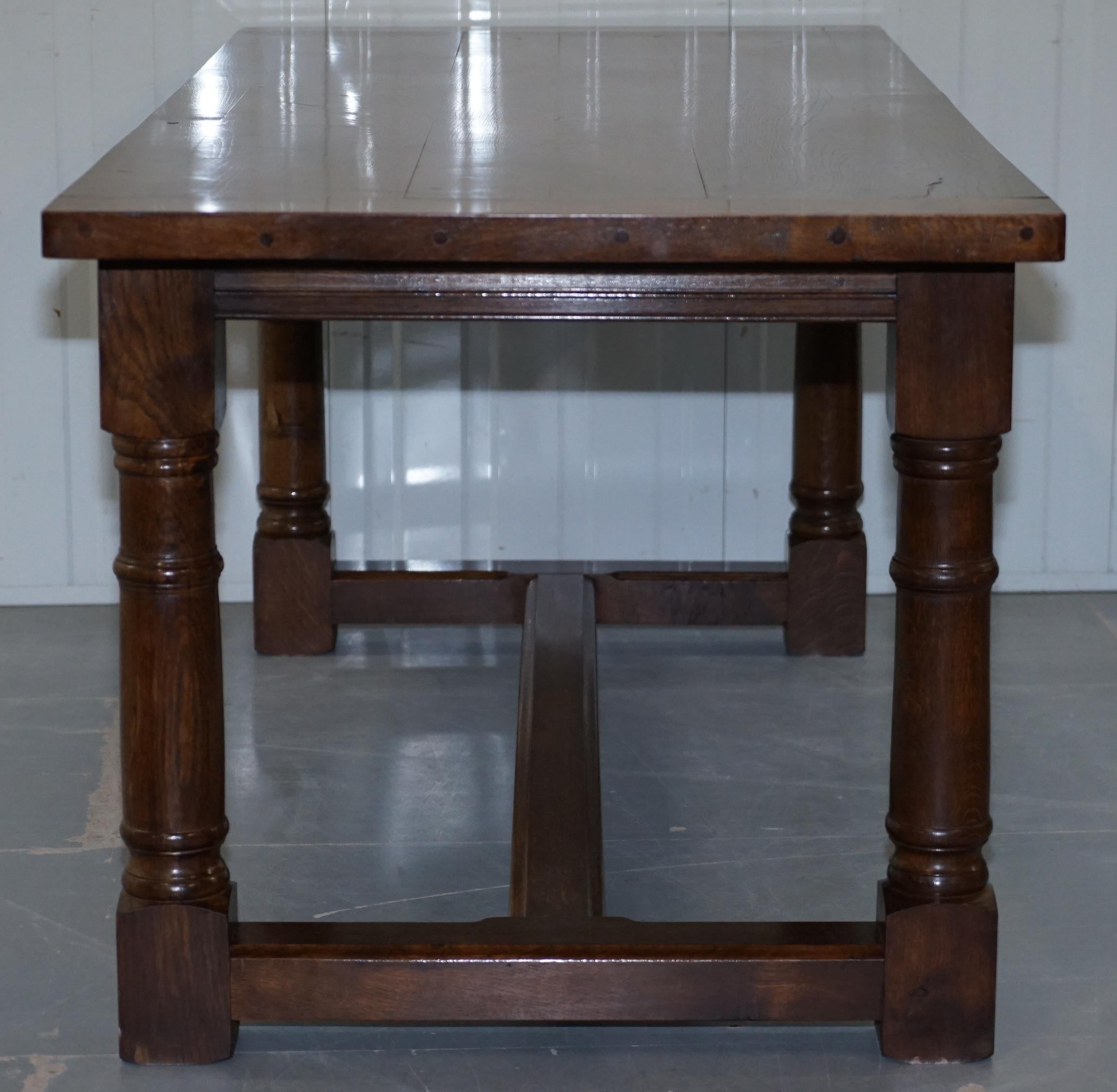 Vintage English Oak Refectory Dining Table Seats Upto 8 at 1stDibs