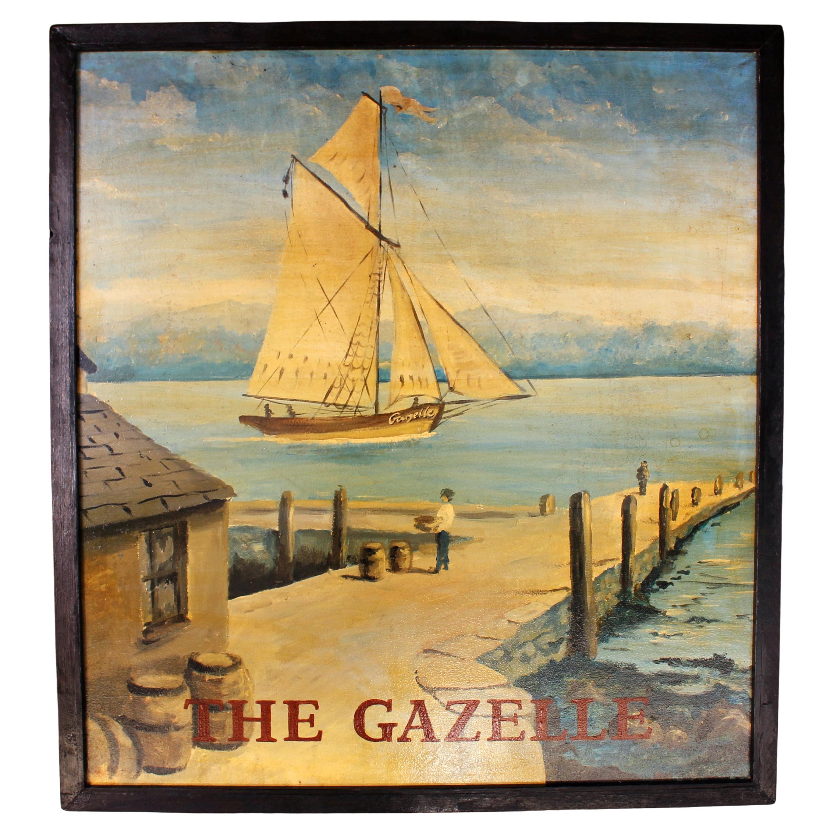 Vintage English Pub Sign "The Gazelle" For Sale at 1stDibs