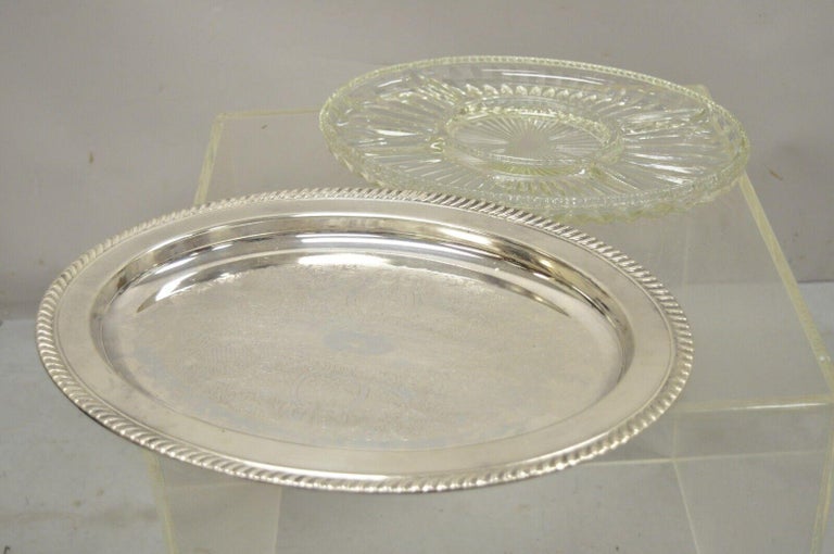 Vintage English Regency Style Silver Plated Oval Serving Dish Platter ...