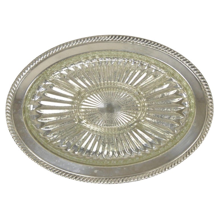 Vintage English Regency Style Silver Plated Oval Serving Dish Platter ...