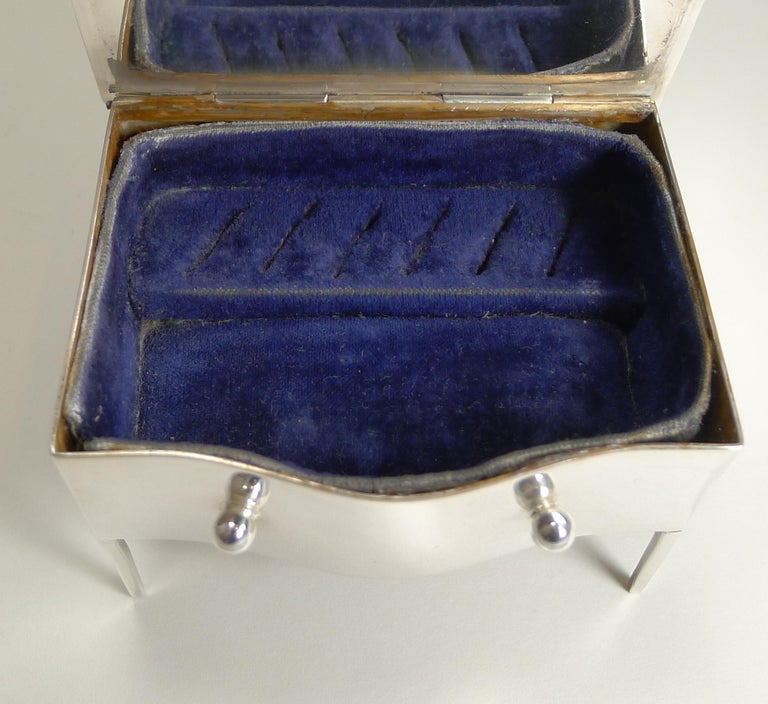 Vintage English Sterling Silver Jewelry / Ring Box in the Form of a ...