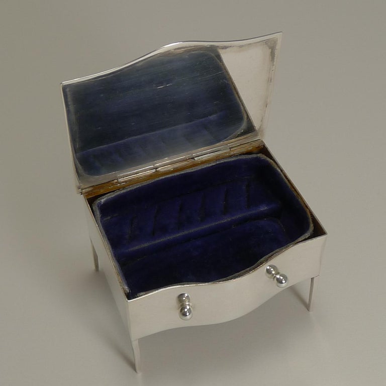 Vintage English Sterling Silver Jewelry / Ring Box in the Form of a ...